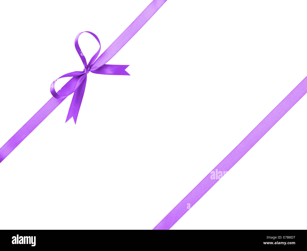 purple thin ribbon with bow composition, isolated on white Stock Photo ...