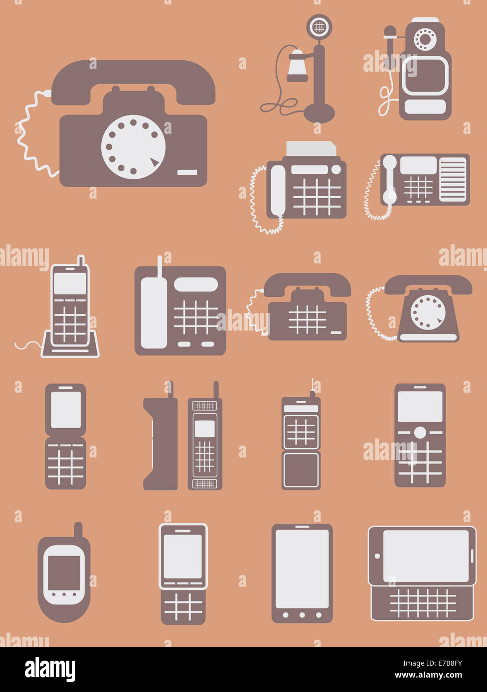 vector collection of different phones, from retro classic to modern ...