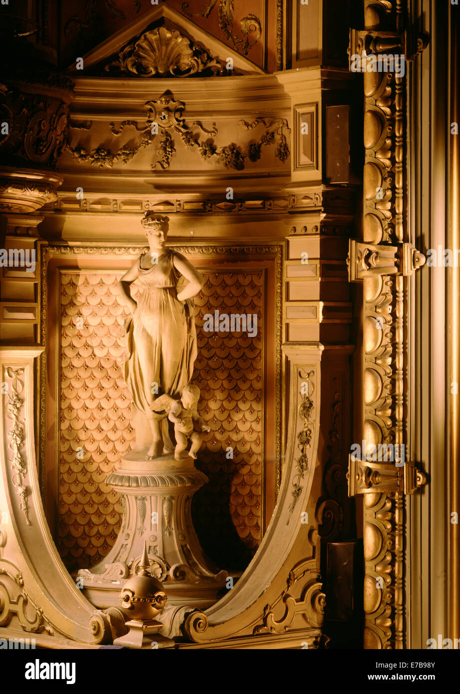 A statue of a muse at the Gaeity Theatre designed by Architect Frank ...