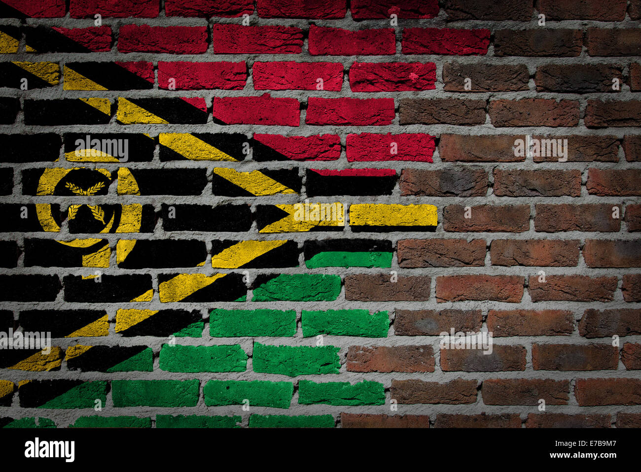 Dark brick wall texture - flag painted on wall - Vanuatu Stock Photo ...