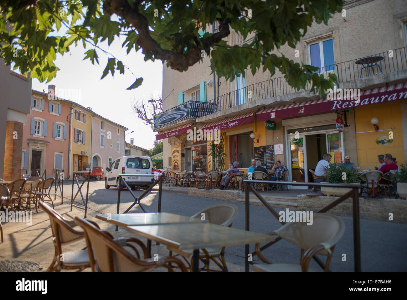 Afternoon outside Cafe at Sablet village in The Vaucluse, Provence ...