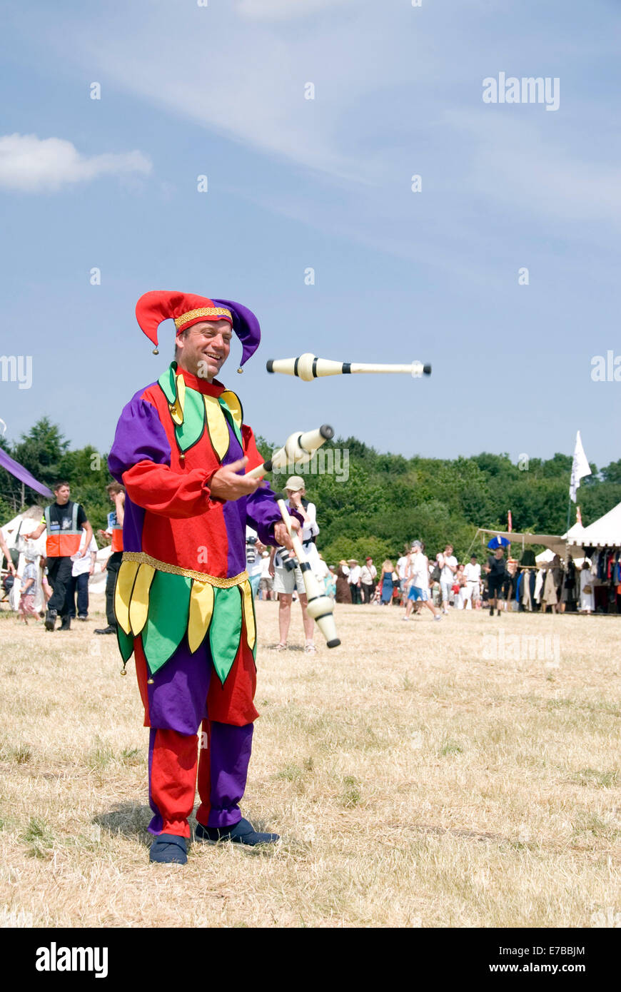 Tewkesbury, Gloucester UK July 201 : Jimmy Juggle the Jester performing ...