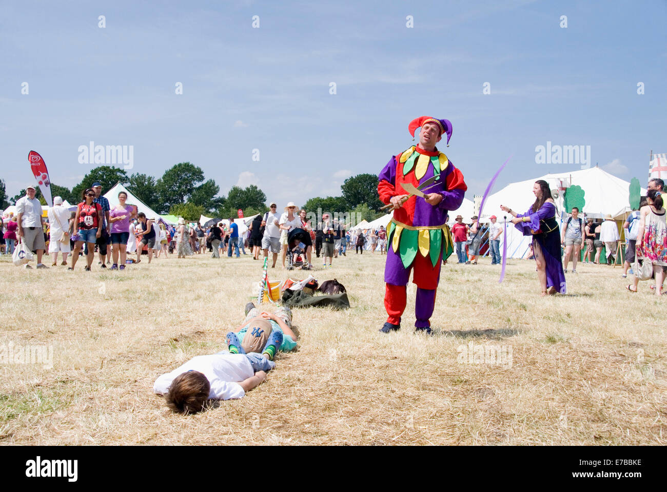 Tewkesbury, Gloucester UK July 201 : Jimmy Juggle the Jester & two ...