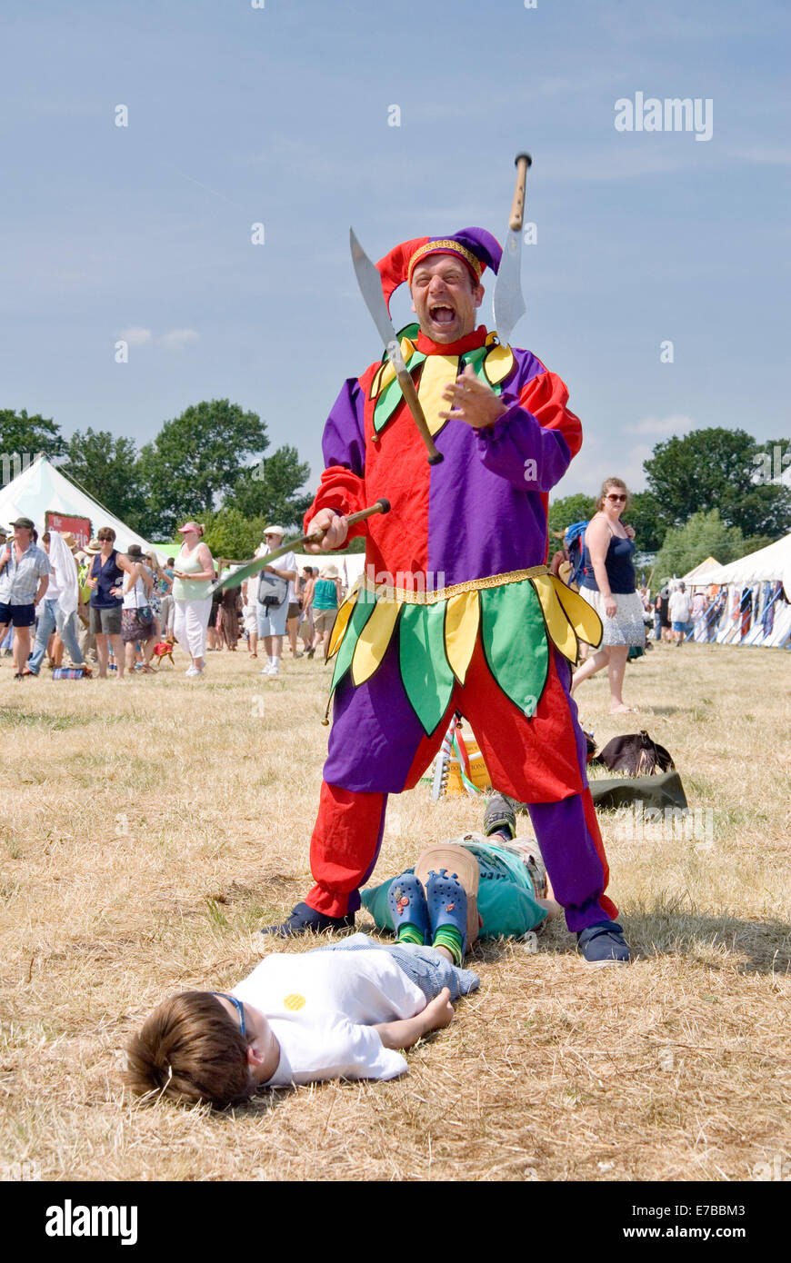 Tewkesbury, Gloucester UK July 201 : Jimmy Juggle the Jester & two ...
