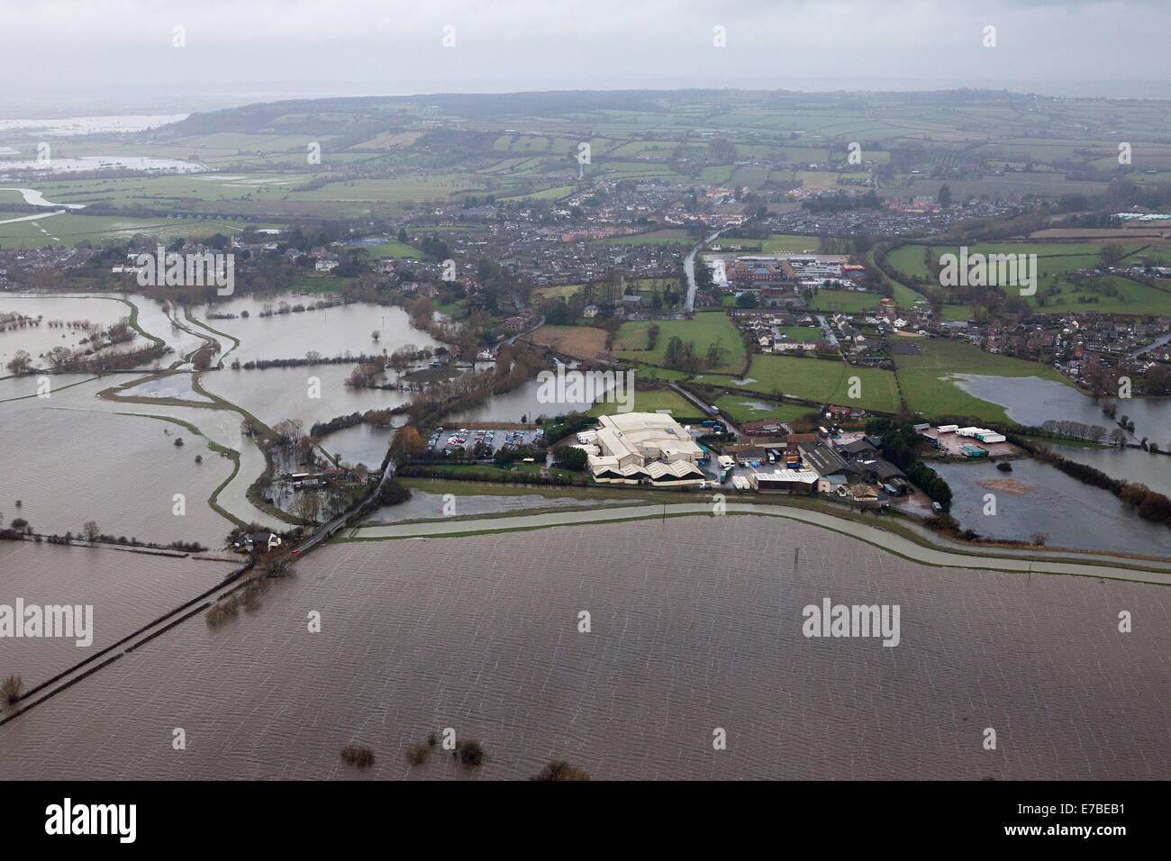 Aerial views of the flooded Somerset Levels Stock Photo - Alamy