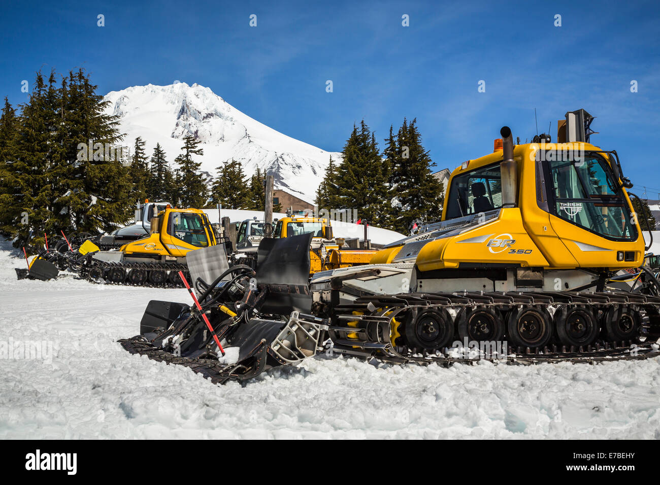 Ski slope grooming equipment at the Mt. Hood Meadows ski facilities at ...