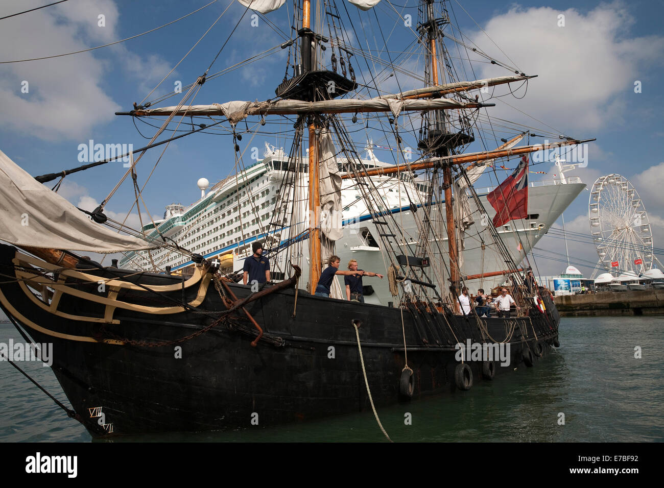 Tall ship Phoenix docks in front of the adventure of the seas cruise ...