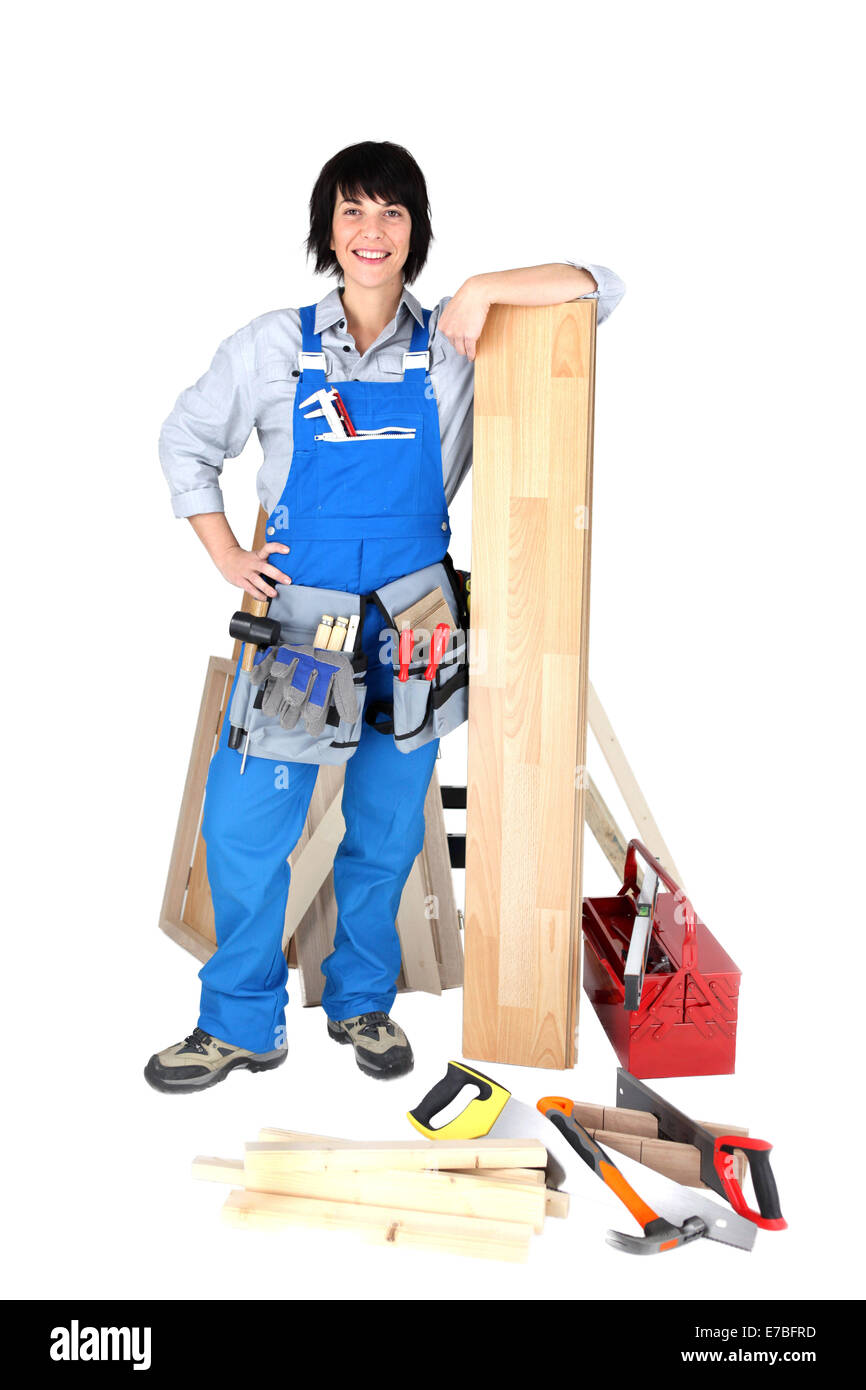 Female carpenter with tools Stock Photo - Alamy