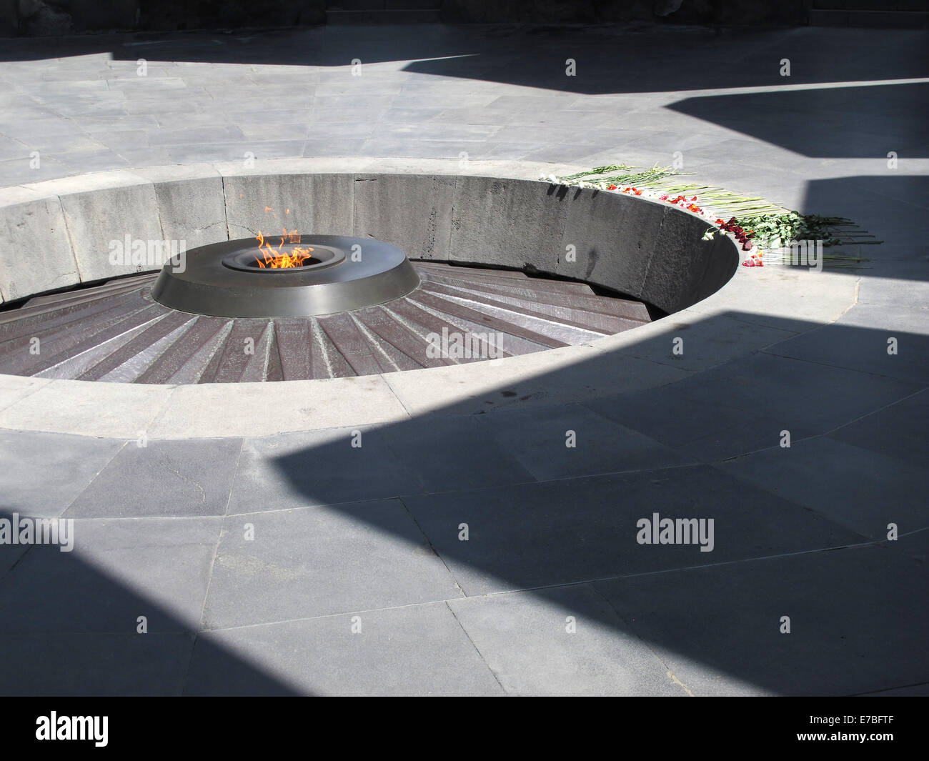 The eternal flame at the Armenian Genocide memorial complex on the hill ...