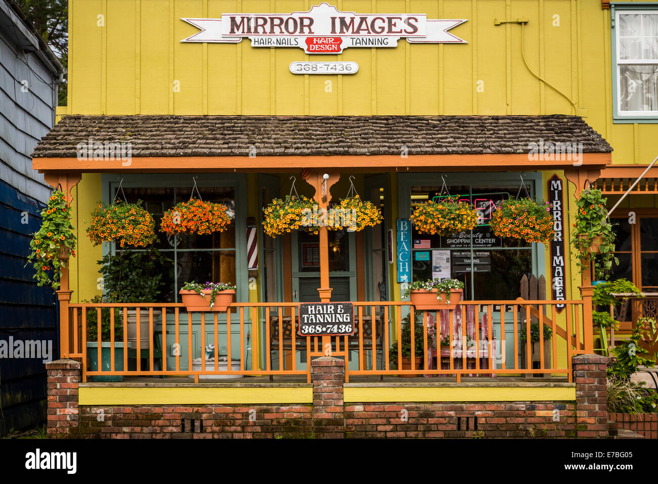 Rustic storefront shops on the Main street of Nehalm, Oregon, USA Stock ...