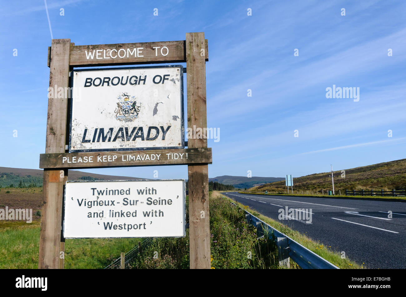 Welcome to the Borough of Limavady sign on the Glenshane Pass, Northern ...