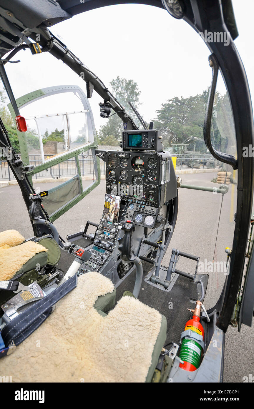 Cockpit of a Aerospaciale Gazelle military helicopter Stock Photo - Alamy
