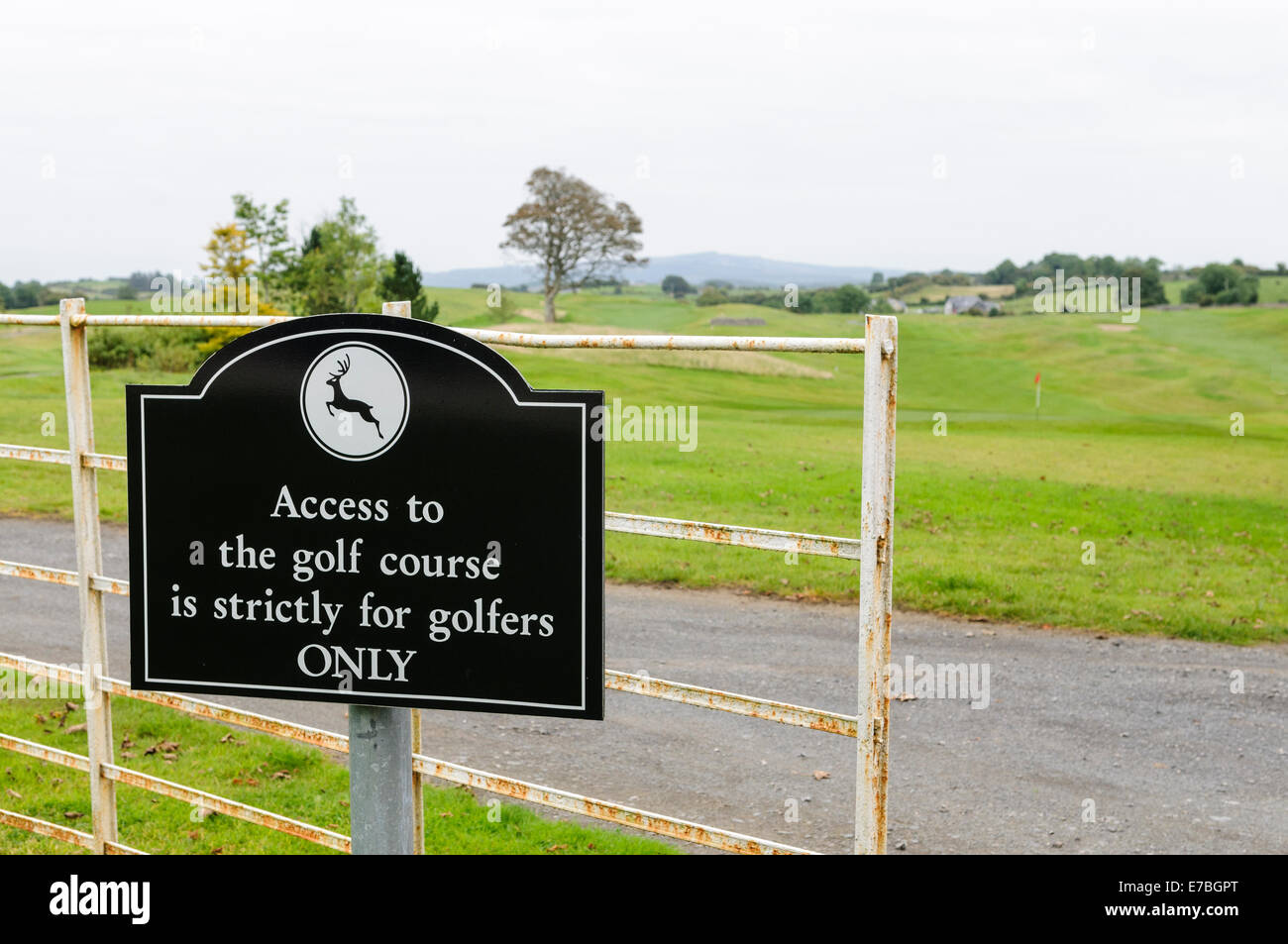 Sign at a golf course warning that only golfers are permitted onto the ...