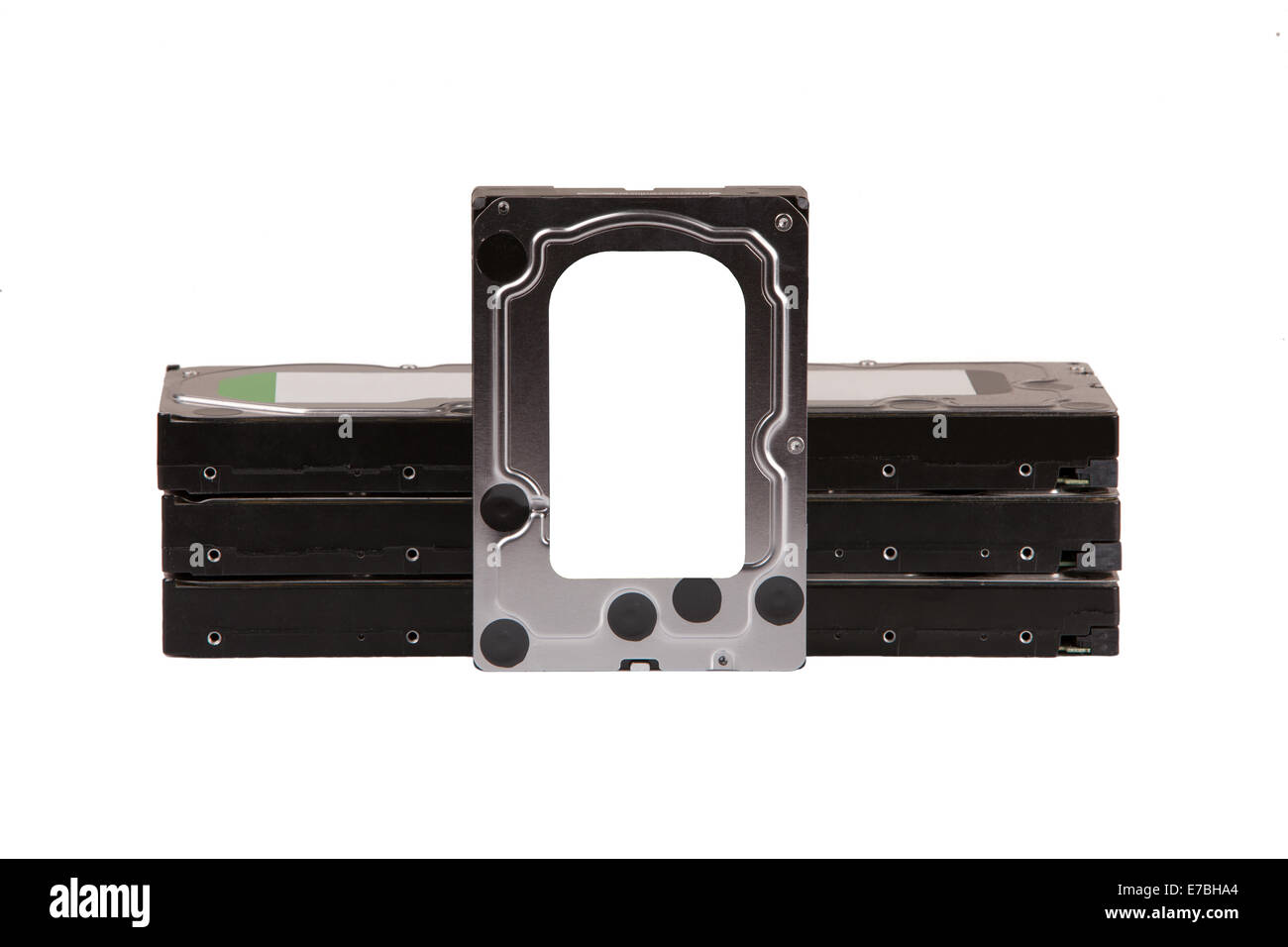 Stack of hard drives on a white background Stock Photo - Alamy