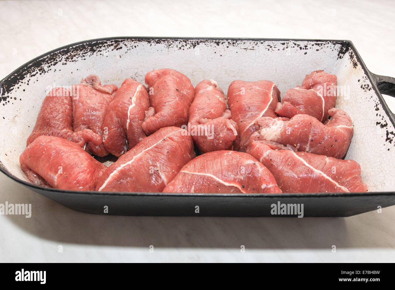 In the Polish kitchen, prepare rolled meat Stock Photo - Alamy