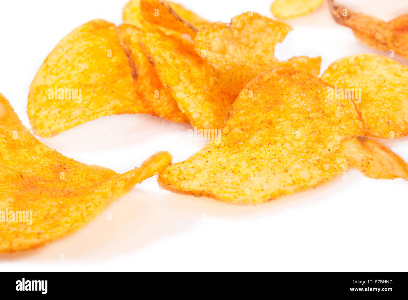Potato chips in white background Stock Photo - Alamy