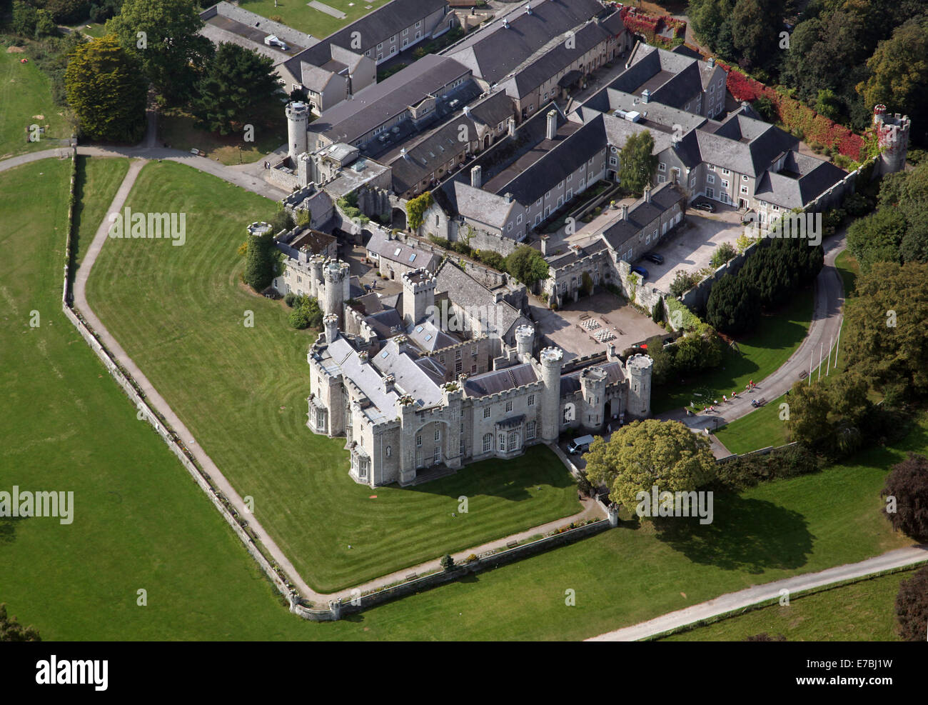 aerial view of Bodelwyddan Castle Hotel near Rhyl in Denbighshire ...