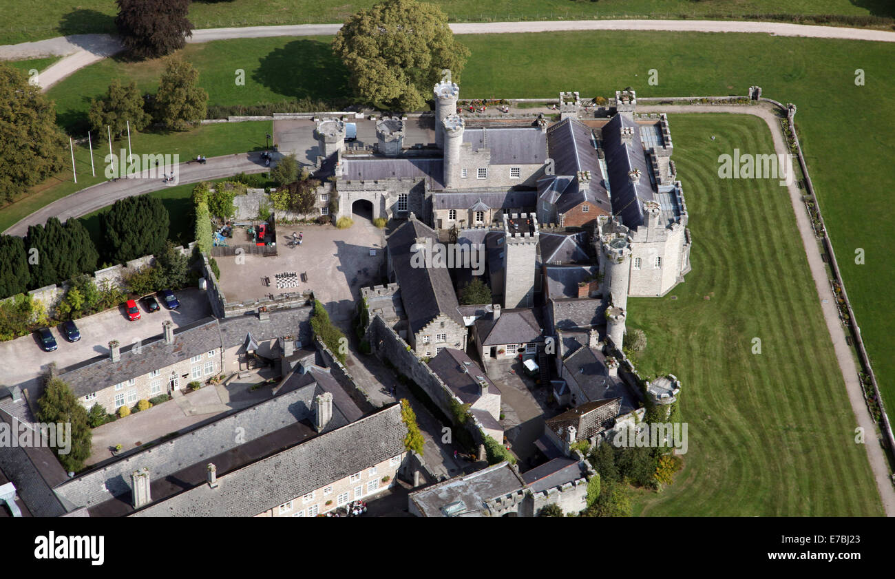 aerial view of Bodelwyddan Castle Hotel near Rhyl in Denbighshire ...