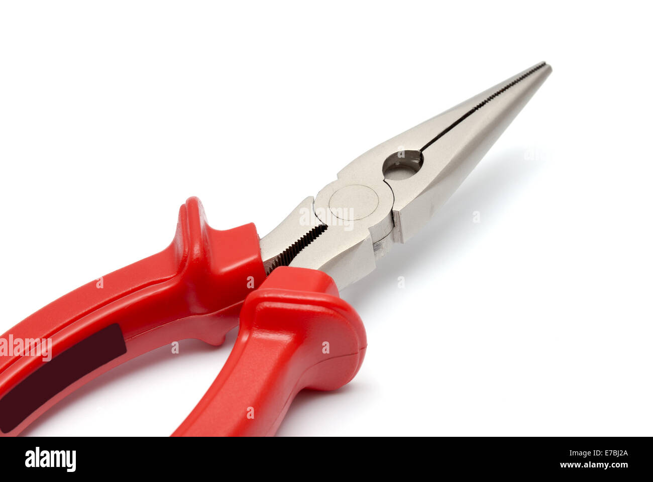 Flat-nose pliers with red handles on a white background Stock Photo - Alamy