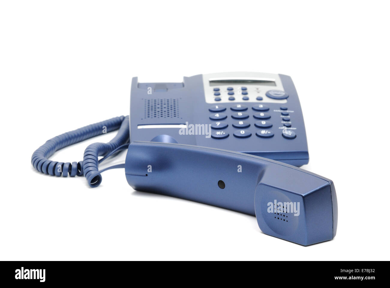 Modern blue business office telephone isolated on a white background ...