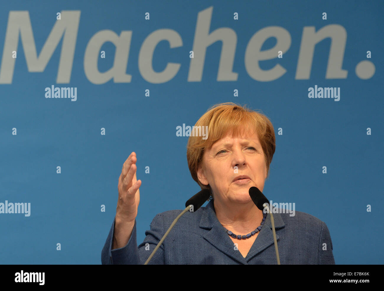Cottbus, Germany. 12th Sep, 2014. German chancellor Angela Merkel (CDU ...