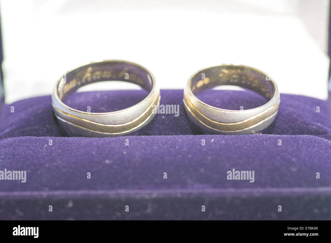 Two golden weeding rings in closeup views Stock Photo - Alamy
