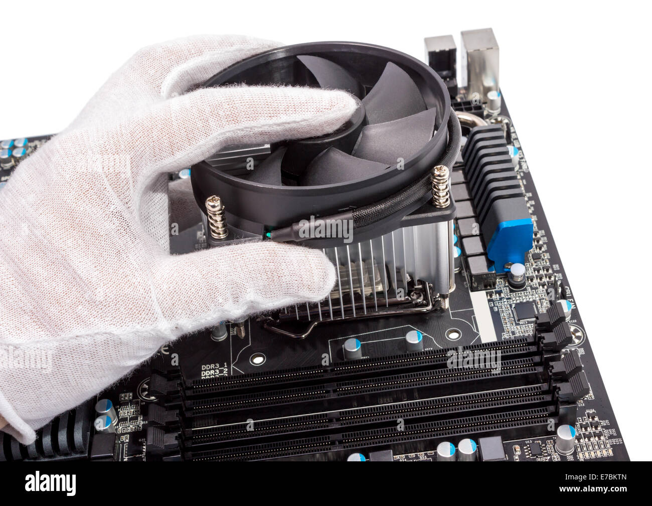 Installing CPU cooler on modern PC computer motherboard Stock Photo - Alamy