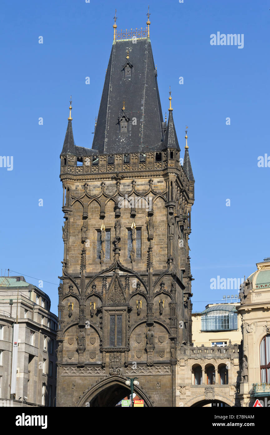 The Powder gate is a gothic tower in the City of Prague, Czech Republic ...