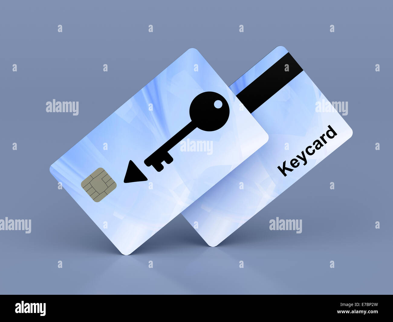Keycards on shiny blue background, 3d illustration Stock Photo - Alamy