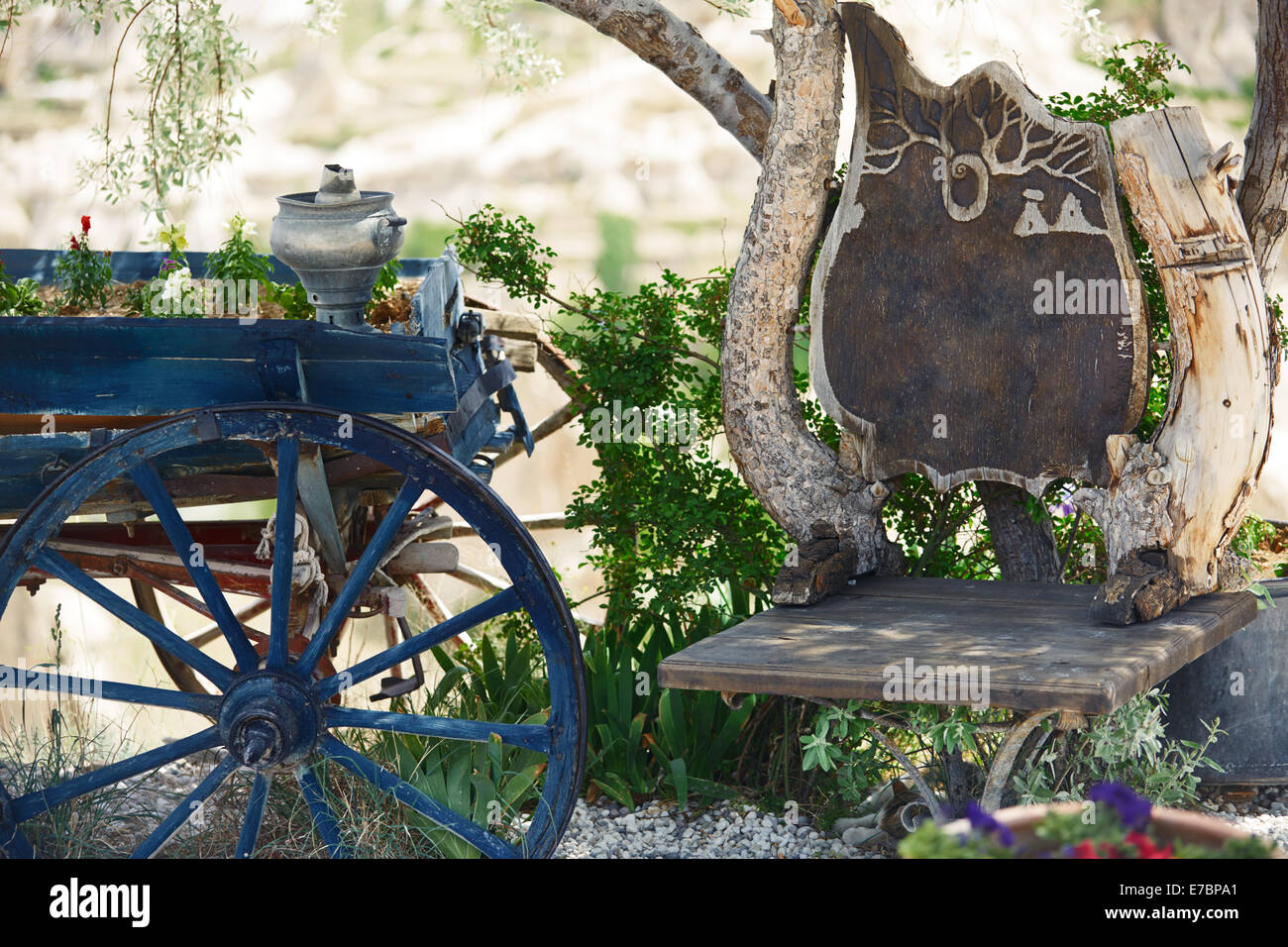 Old wooden wagon in Turkey village Stock Photo - Alamy