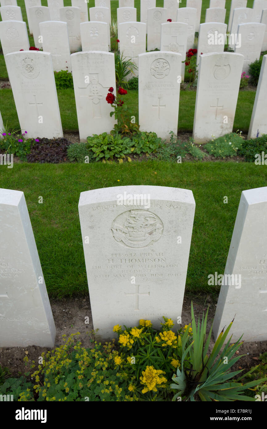 The British War Graves Section of Dunkirk Town Cemetery in France Stock ...