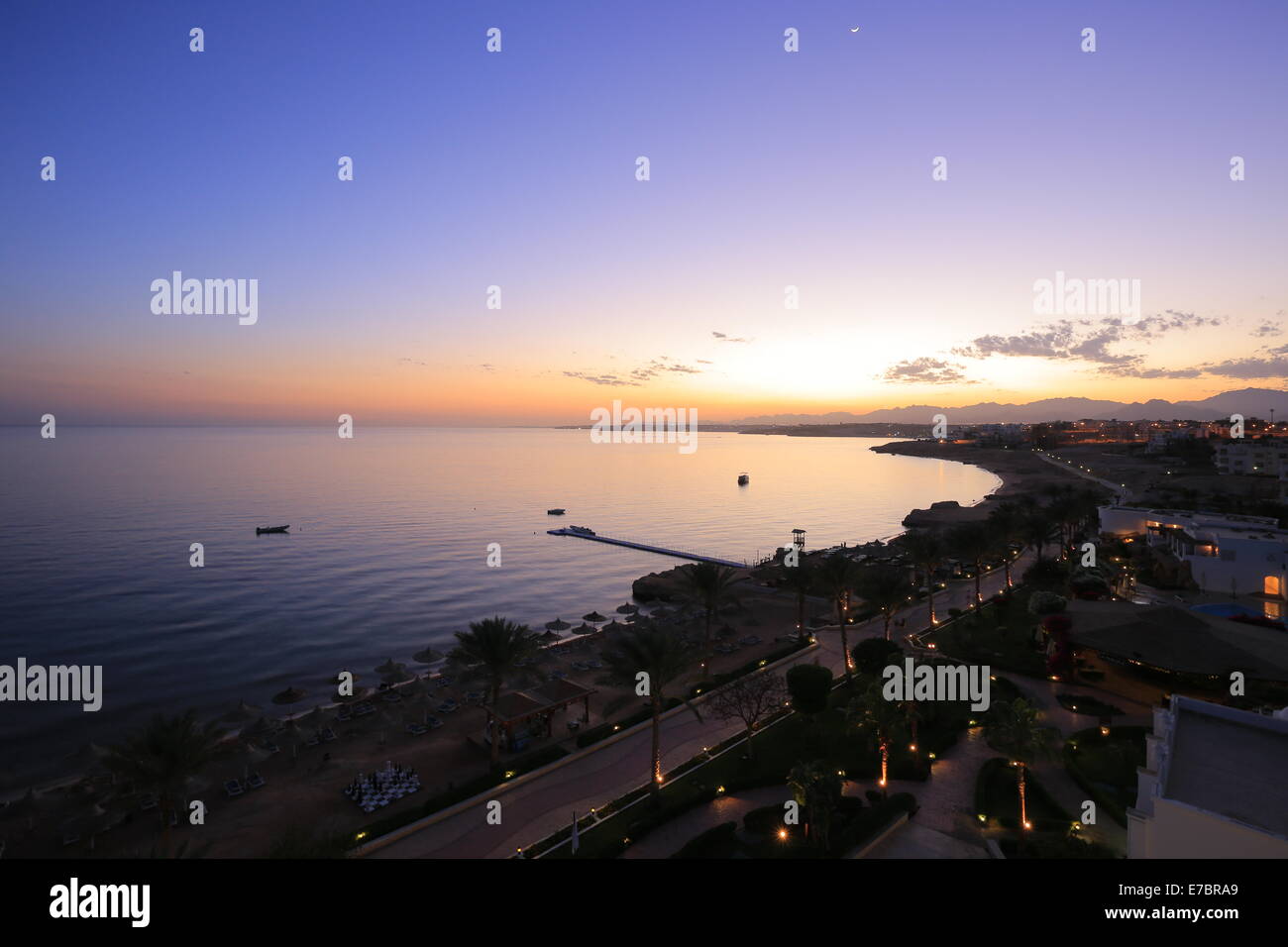 Top view at sunset of the hotel in the resort of Sharm El Sheikh in ...