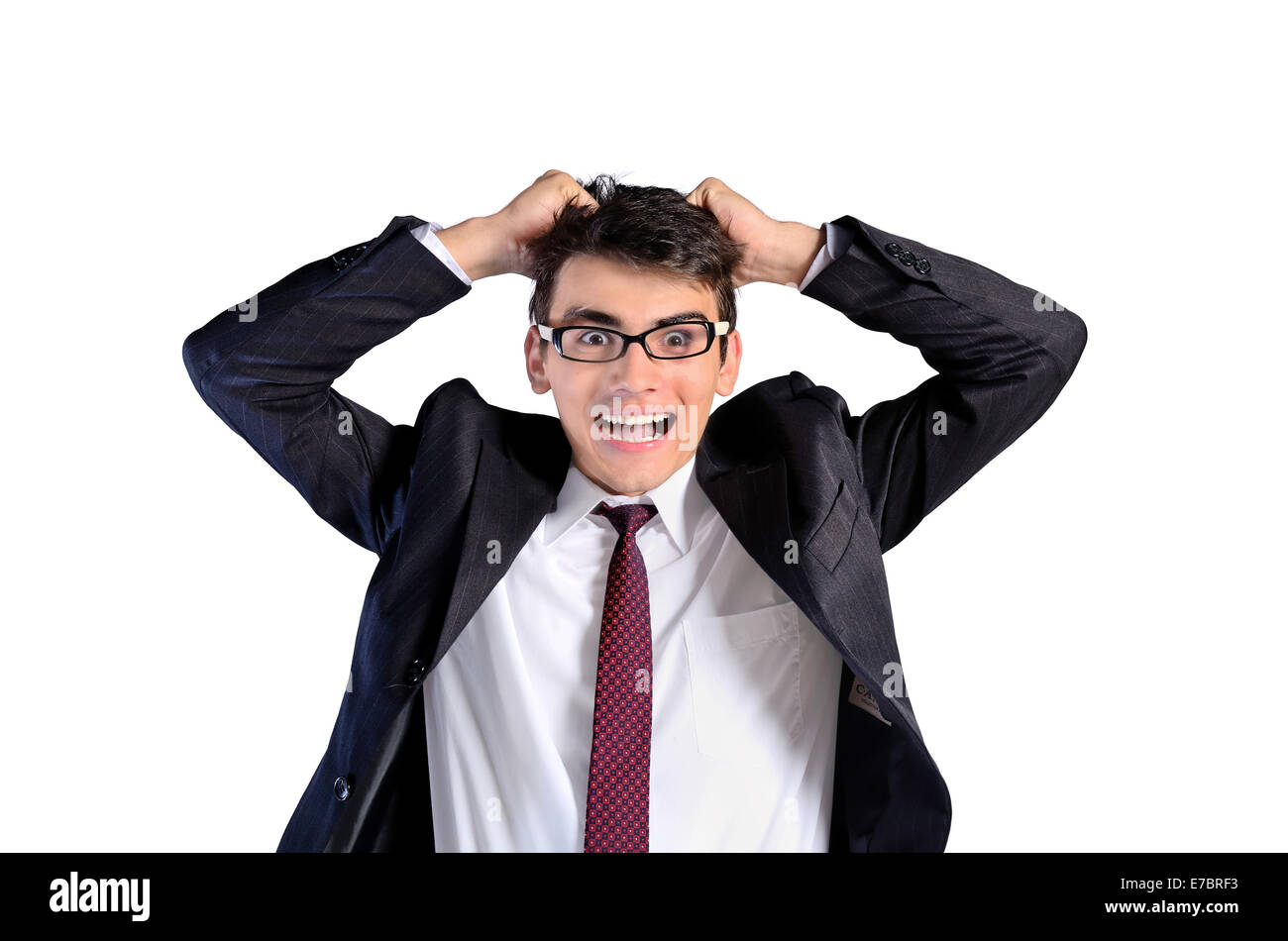 Isolated young business man trouble Stock Photo - Alamy