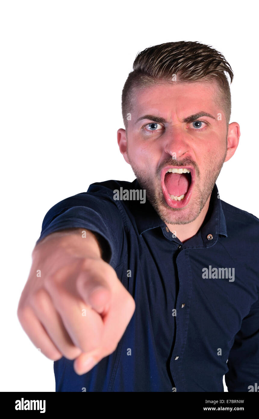 Angry guy yelling finger pointing hi-res stock photography and images ...