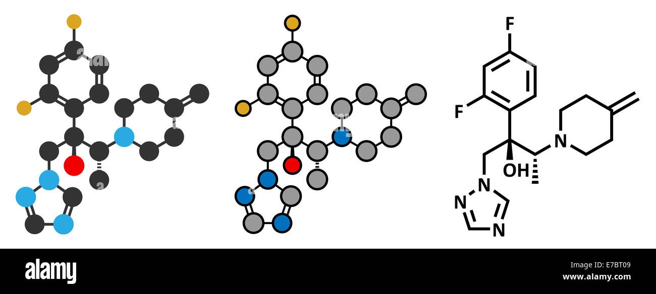 Efinaconazole antifungal drug molecule. Conventional skeletal formula ...