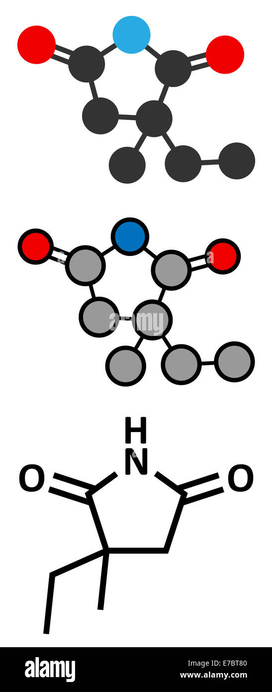 Ethosuximide anticonvulsant drug molecule. Used in treatment of absence ...