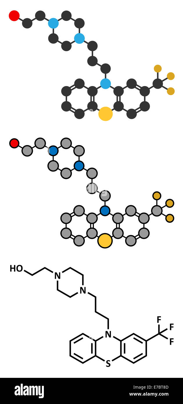 Fluphenazine antipsychotic drug molecule. Conventional skeletal formula ...