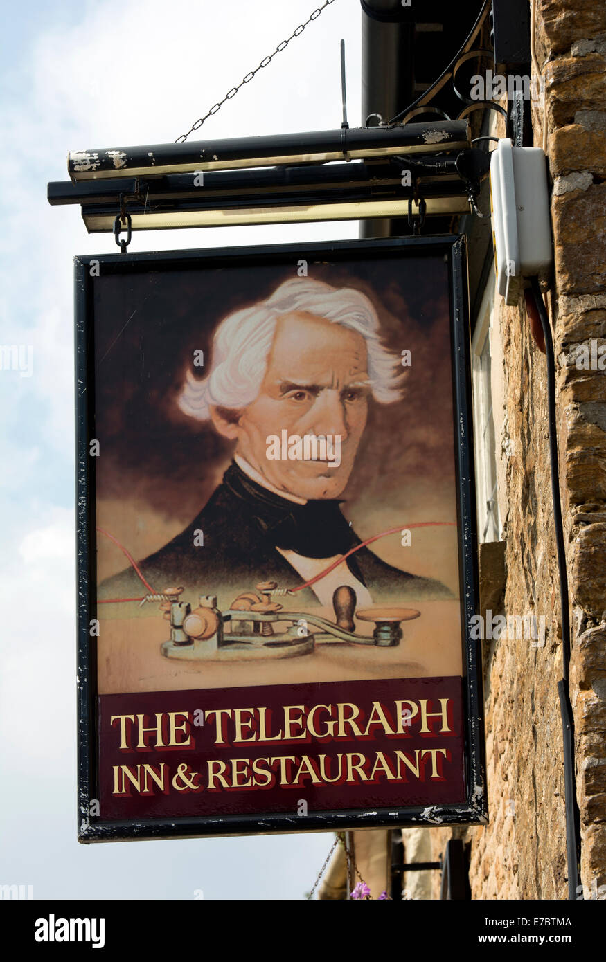 The Telegraph Inn sign, Moulton, Northamptonshire, England, UK Stock ...