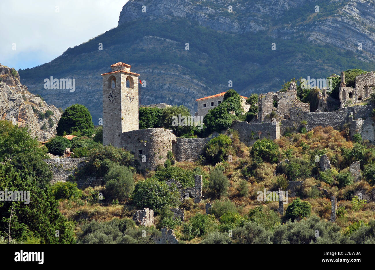 Old Bar city close to modern town in Montenegro state Stock Photo - Alamy