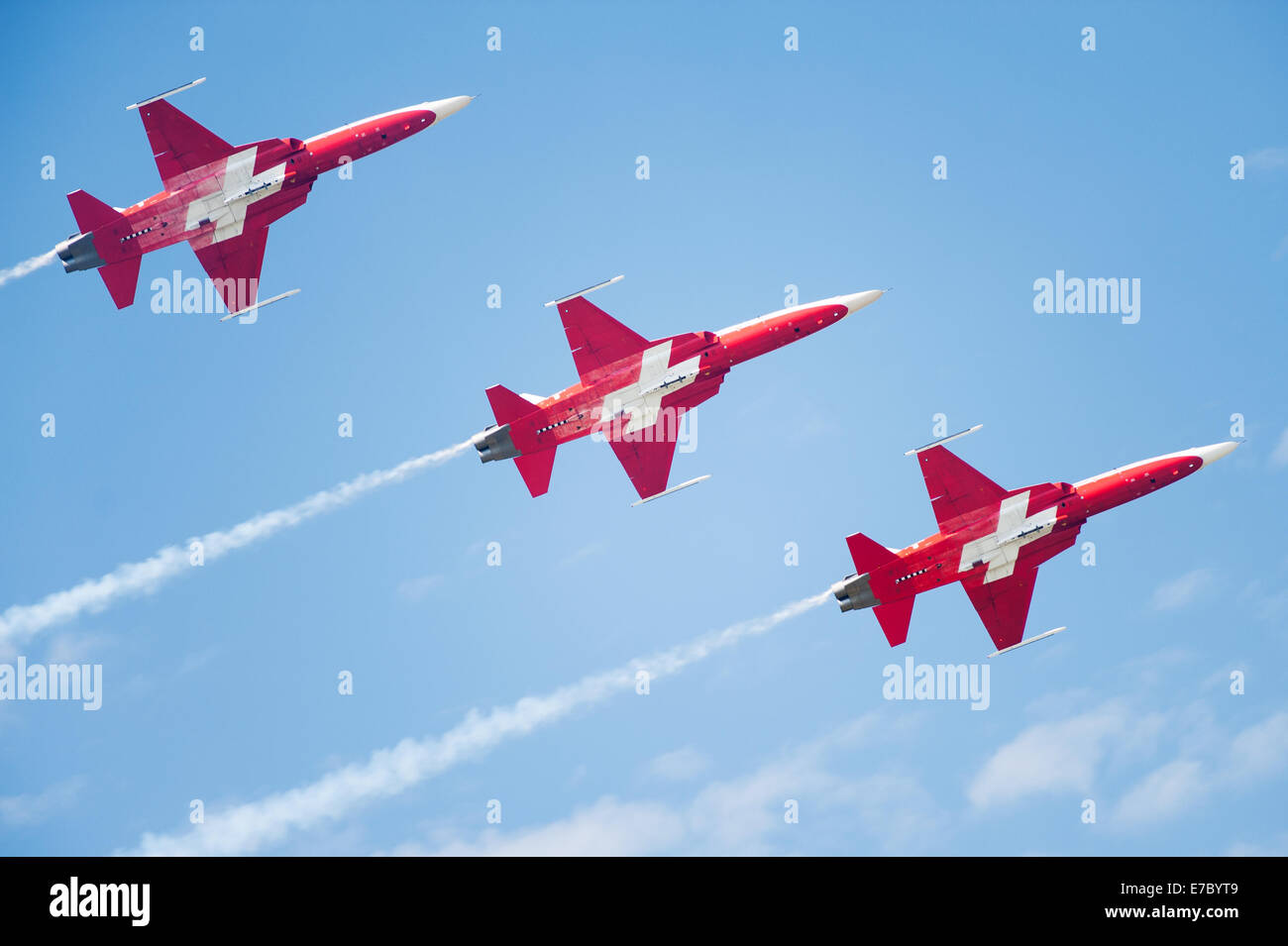 PAYERNE, SWITZERLAND - SEPTEMBER 7: Flight of Patrouille Suisse ...
