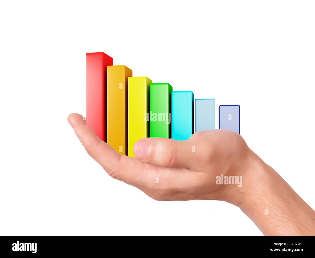 Business hands holding graph on white background Stock Photo - Alamy