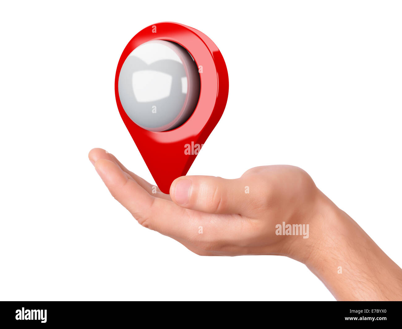 map pointer in the hand. gps concept on white background Stock Photo ...