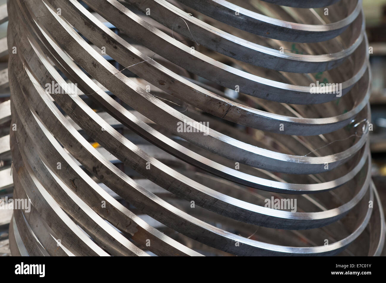 Rings of stainless steel at an industrial workshop Stock Photo - Alamy