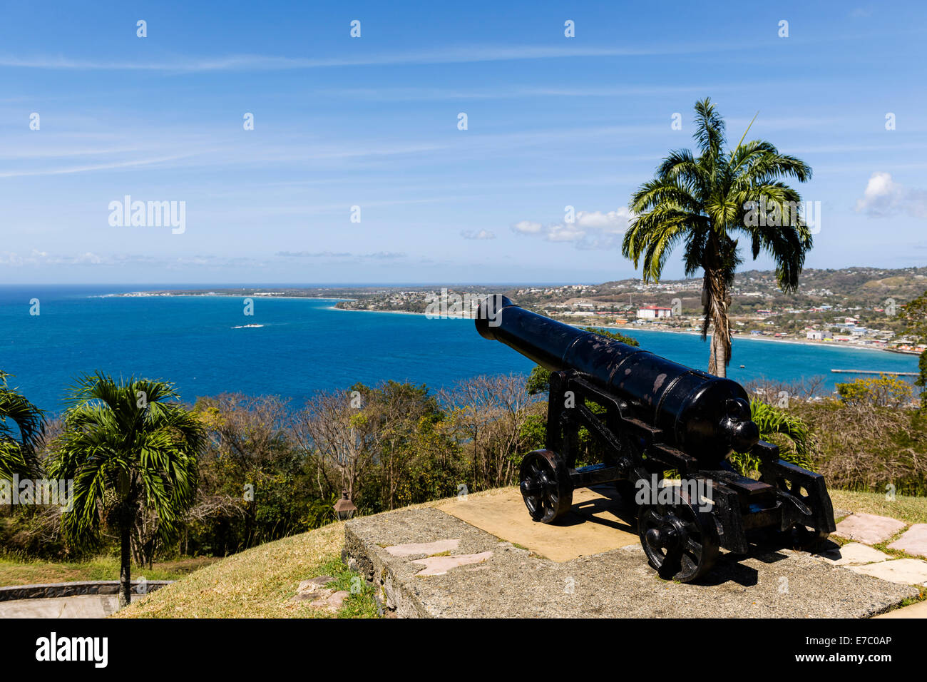 View of Scarborough, the capital of Tobago from Fort King George Stock ...