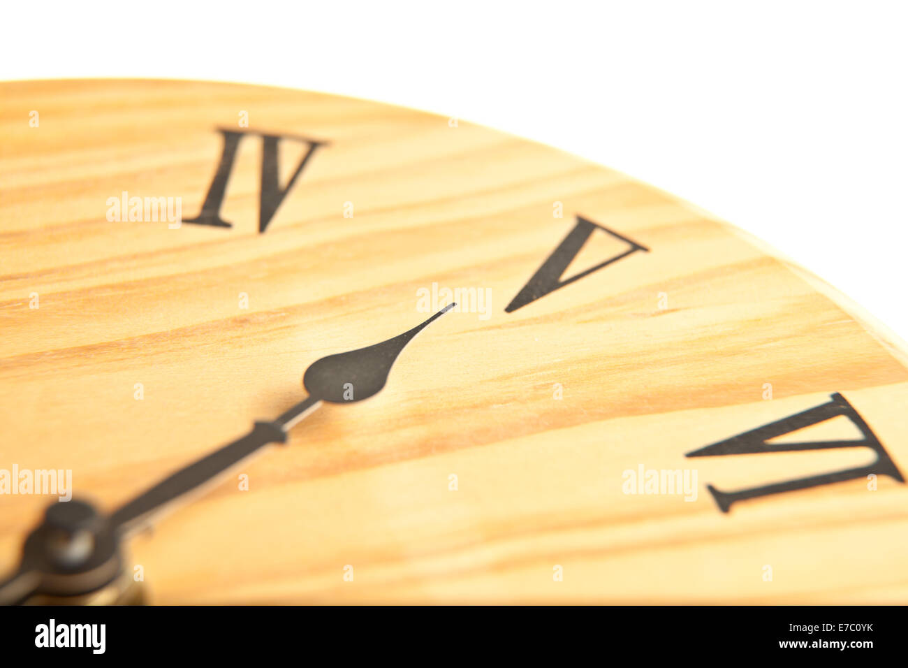 Round wooden clock close up Stock Photo - Alamy