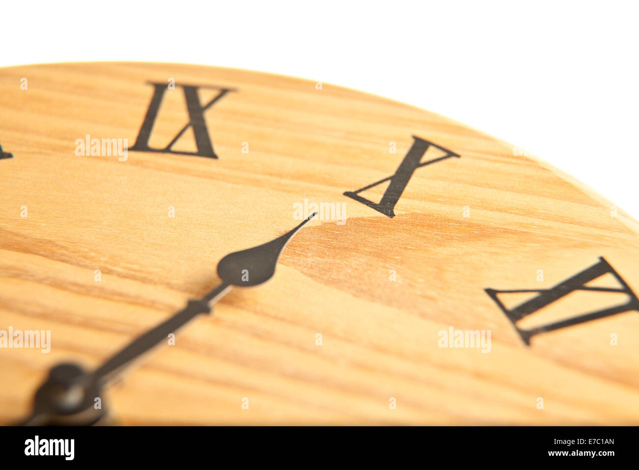 Round wooden clock close up Stock Photo - Alamy