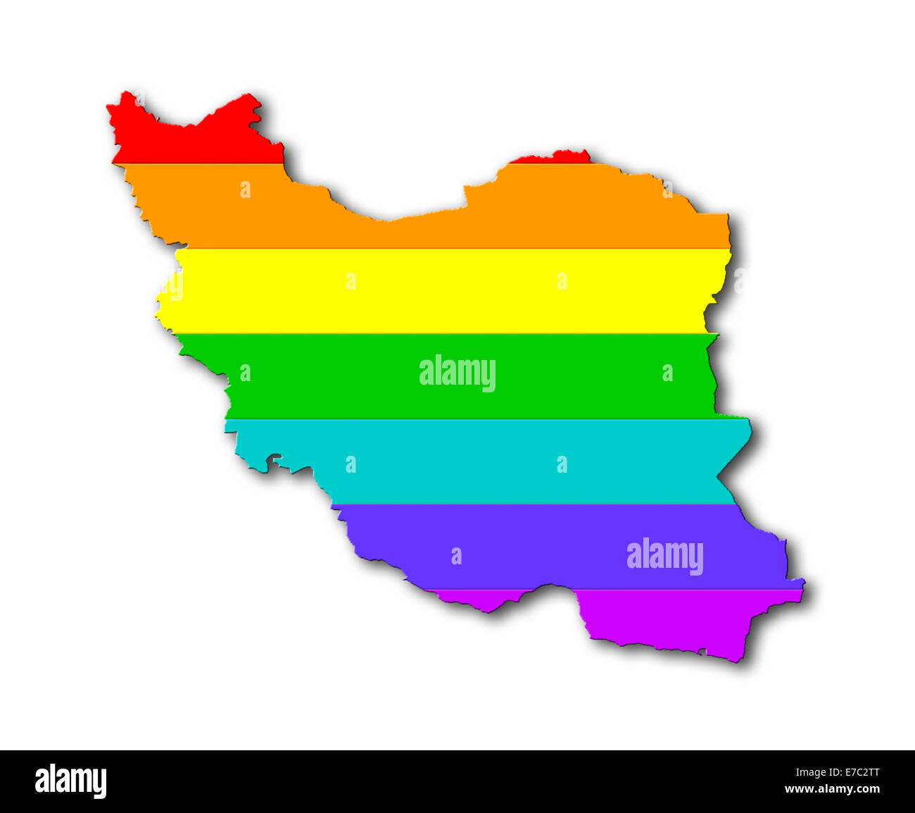 Map, filled with a rainbow flag pattern - Iran Stock Photo - Alamy