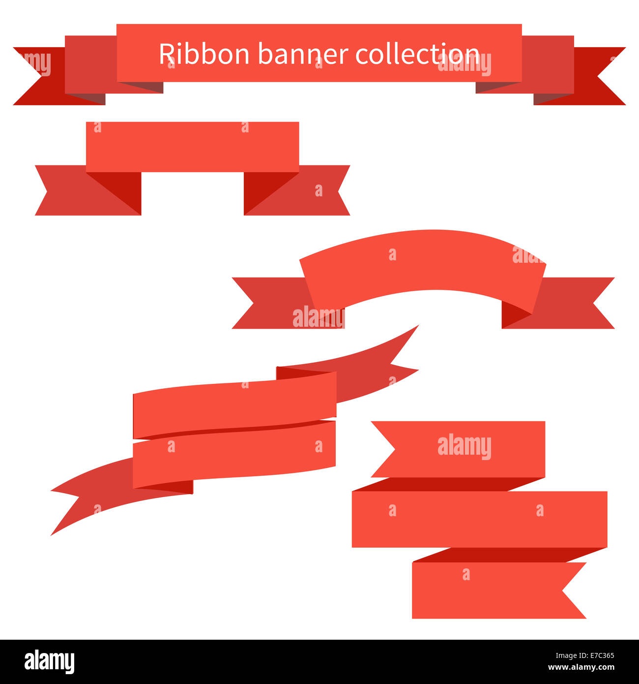 Collection of red retro ribbons banners Stock Photo - Alamy