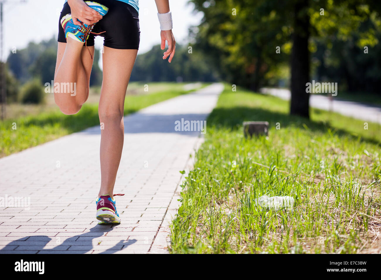 Two pretty girls jogging in the morning Stock Photo - Alamy