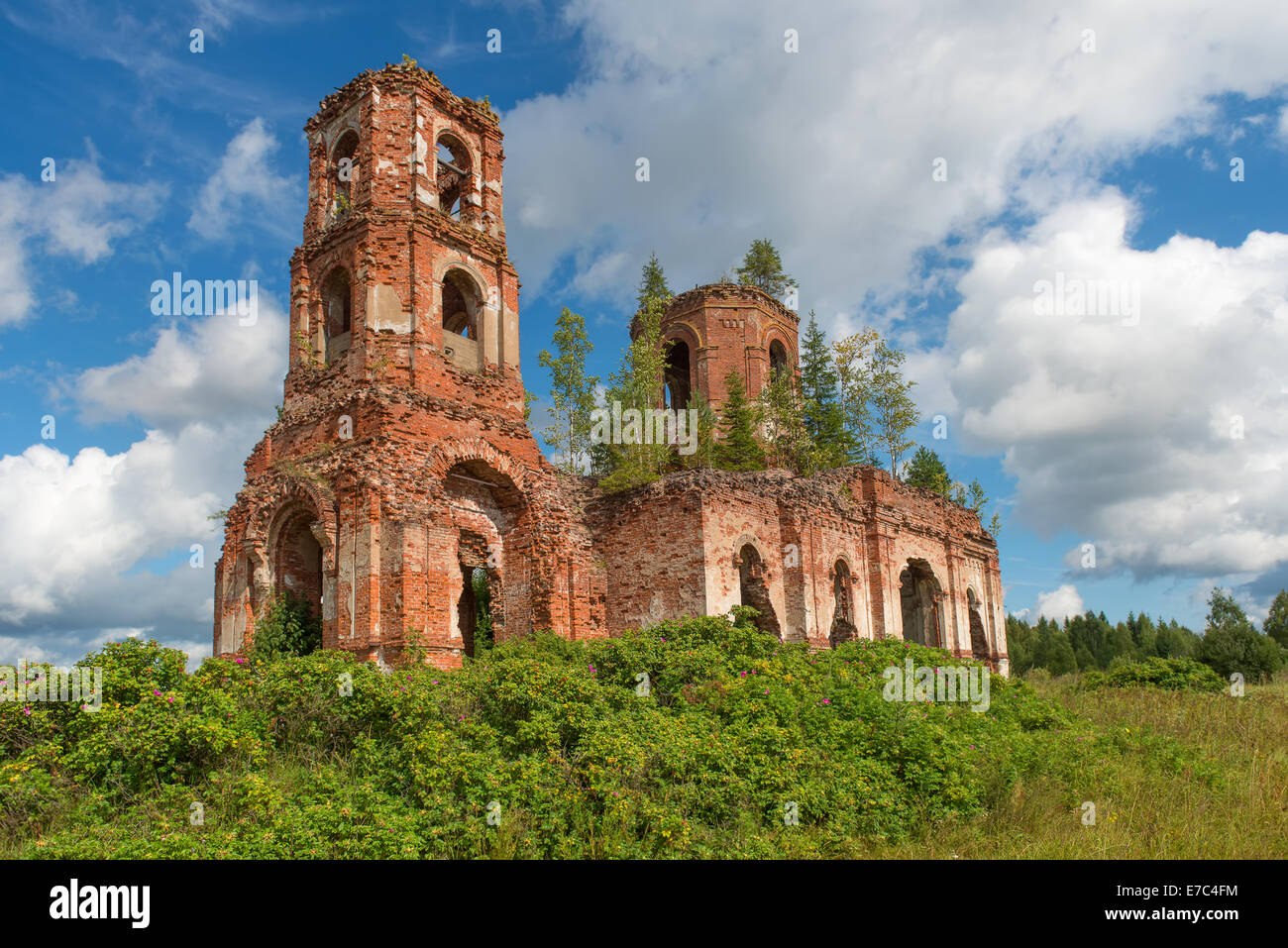 Ruined Church of Our Lady of Kazan. Village Russian Noviki. Russia ...